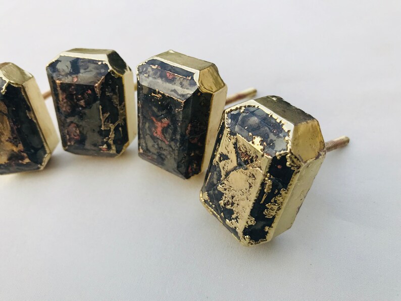 Set of 4 Large Faceted Pyrite Gemstone/agate Classic Vintage | Etsy