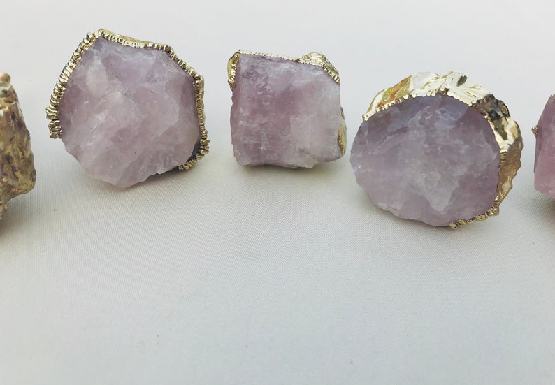 Set of 6 Rose Quartz Crystal Knobs Finish Cabinet Drawer Pull - Etsy