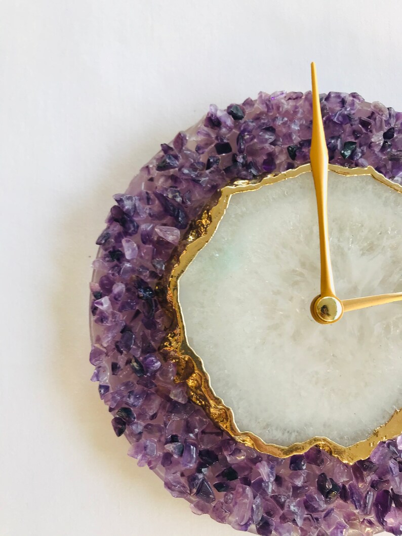 6 Diameter Purple Crystal With White Agate Wall Clock - Etsy