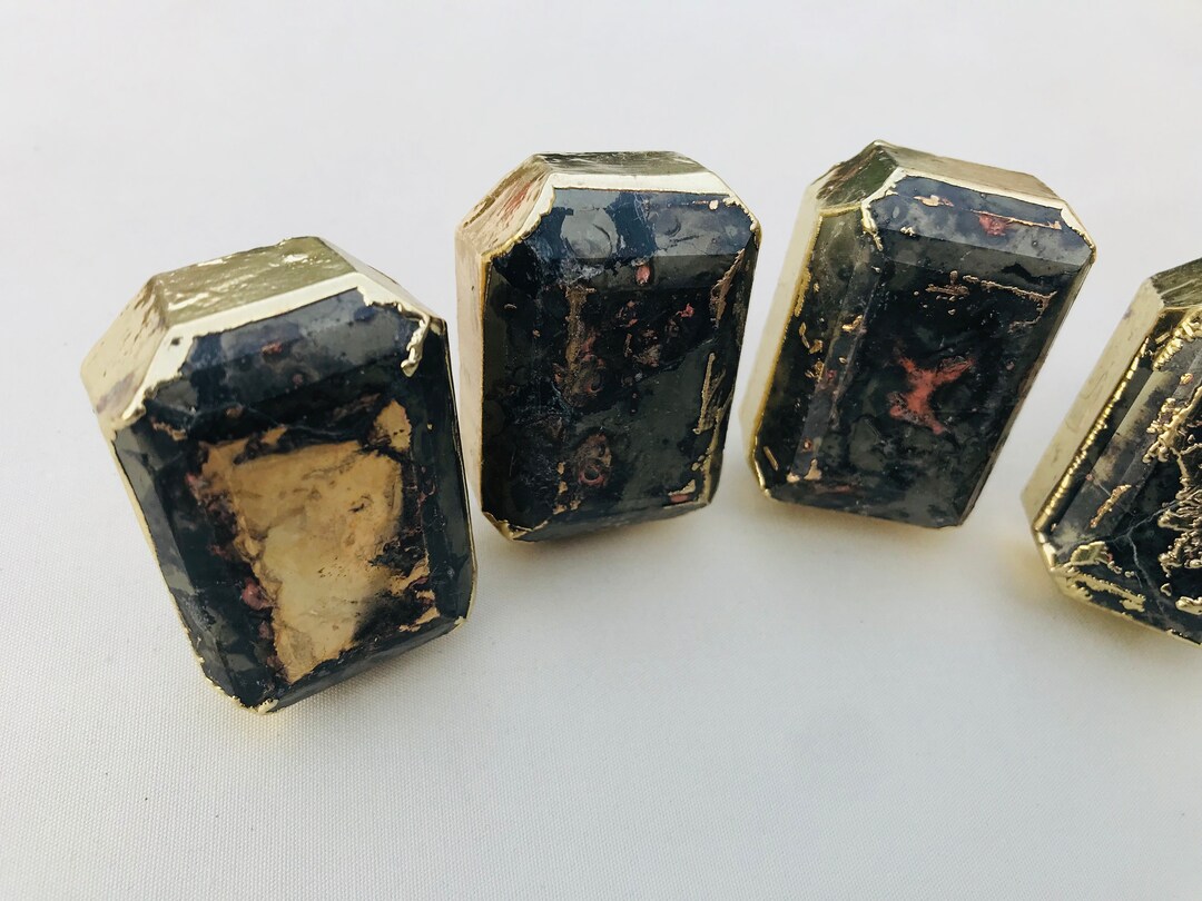 Set of 4 Large Faceted Pyrite Gemstone/agate Classic Vintage - Etsy