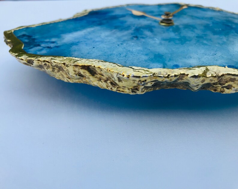 Ocean Blue Large Agate Wall/table Clock/personalised Momento - Etsy