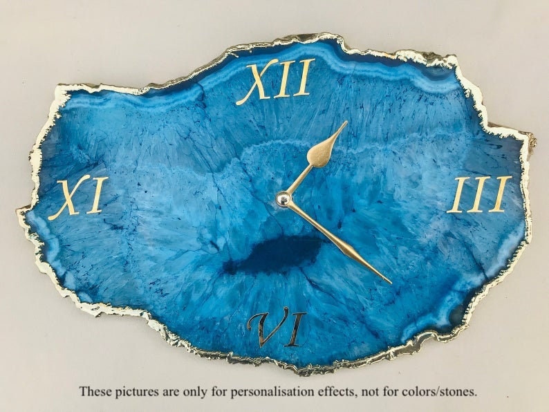 Indigo Blue Agate Desk/wall Clock Can Be - Etsy