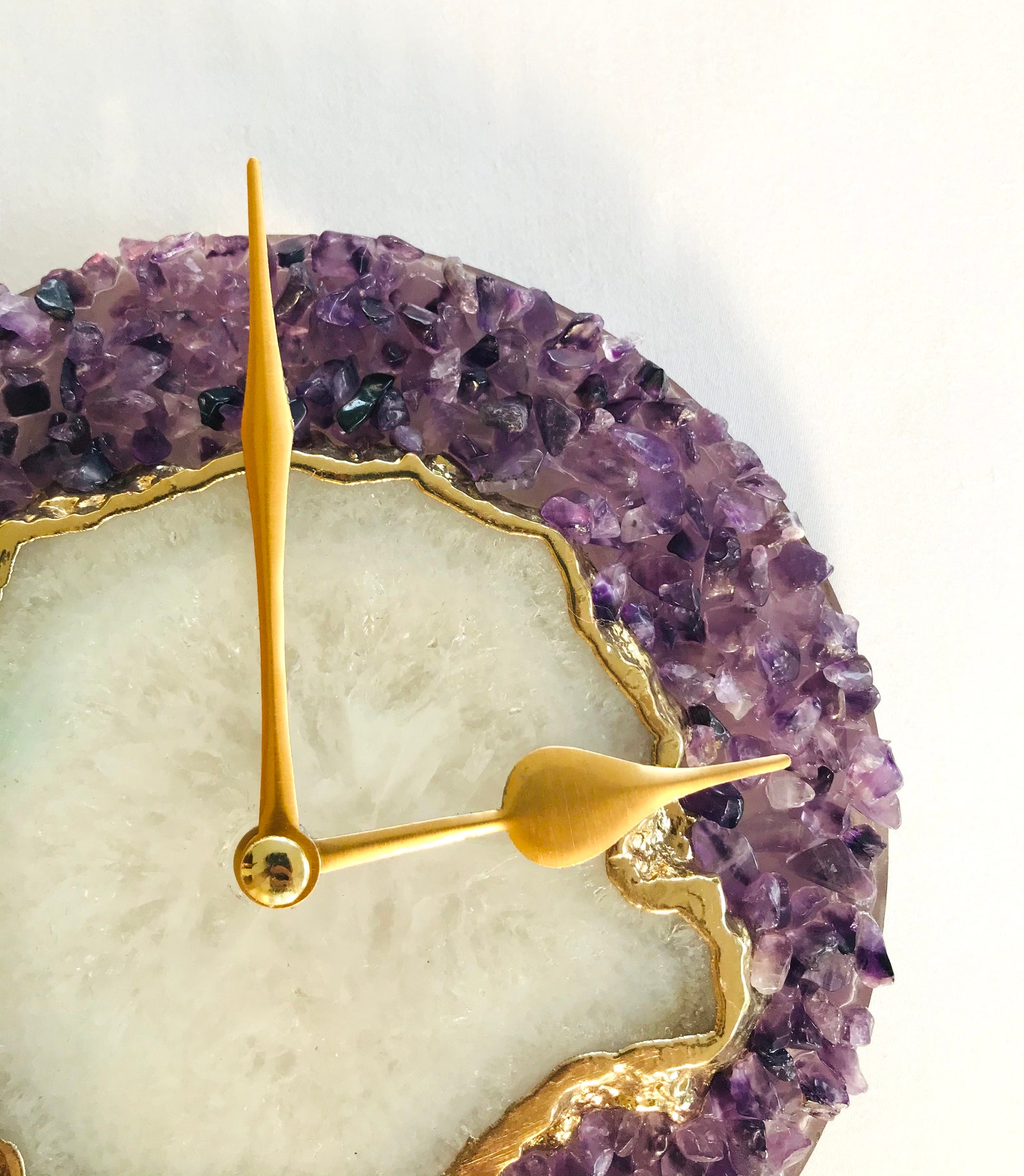 6 Diameter Purple Crystal With White Agate Wall Clock - Etsy