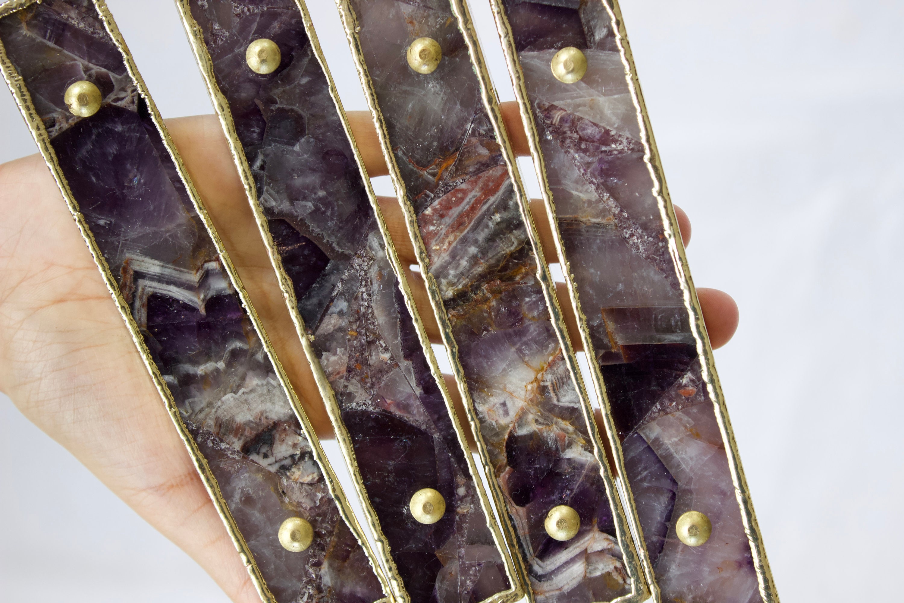 Set of 4 Amethyst Agate Handle/pull/barbarella - Etsy