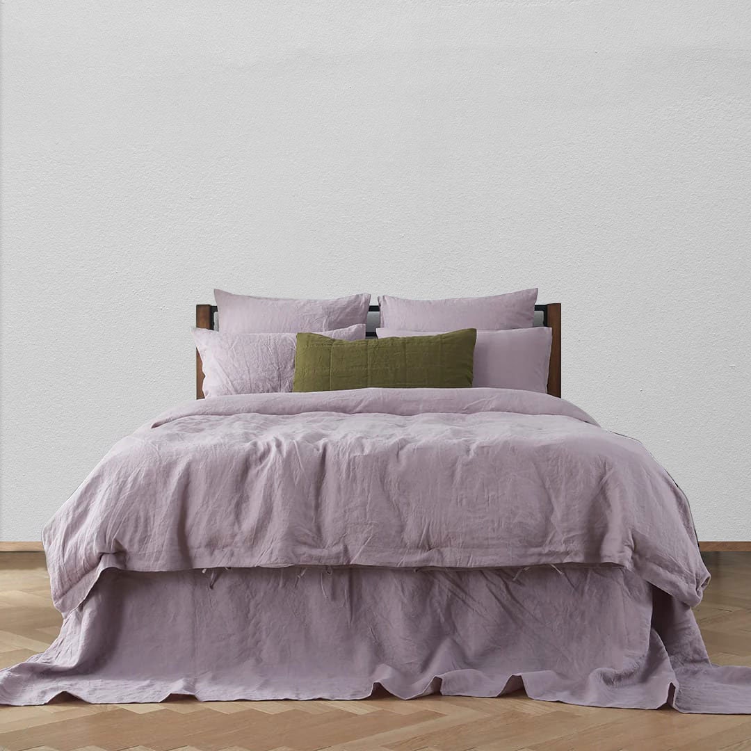 Light Mauve 100% Pure Linen Linen Cotton Mix 3 Piece Duvet Cover Set 4 ...