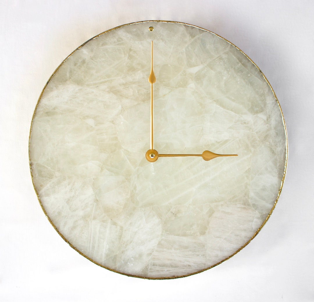 White Agate Wall Clock Circular - Etsy