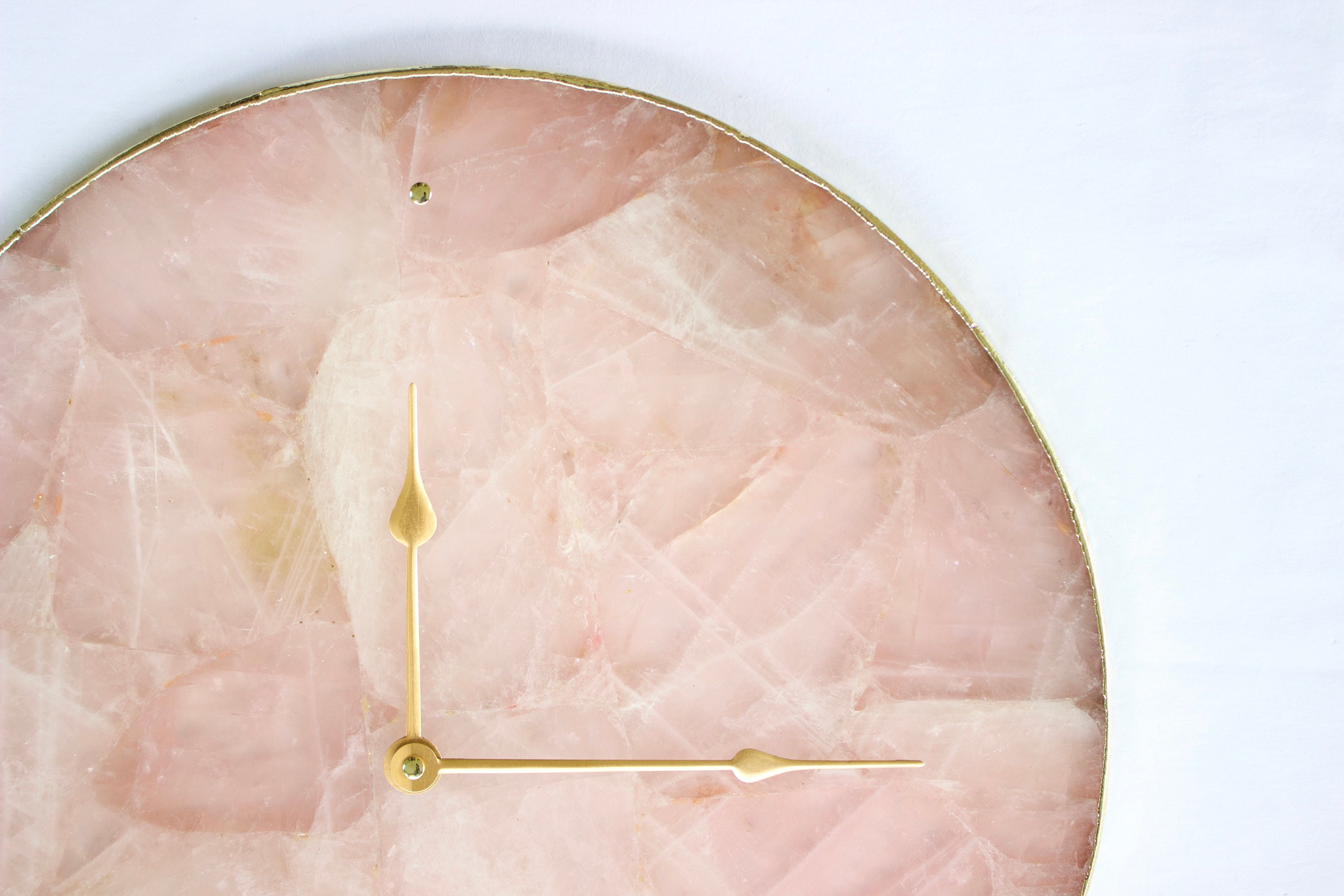 Rose Quartz Agate Wall Clock Circular - Etsy