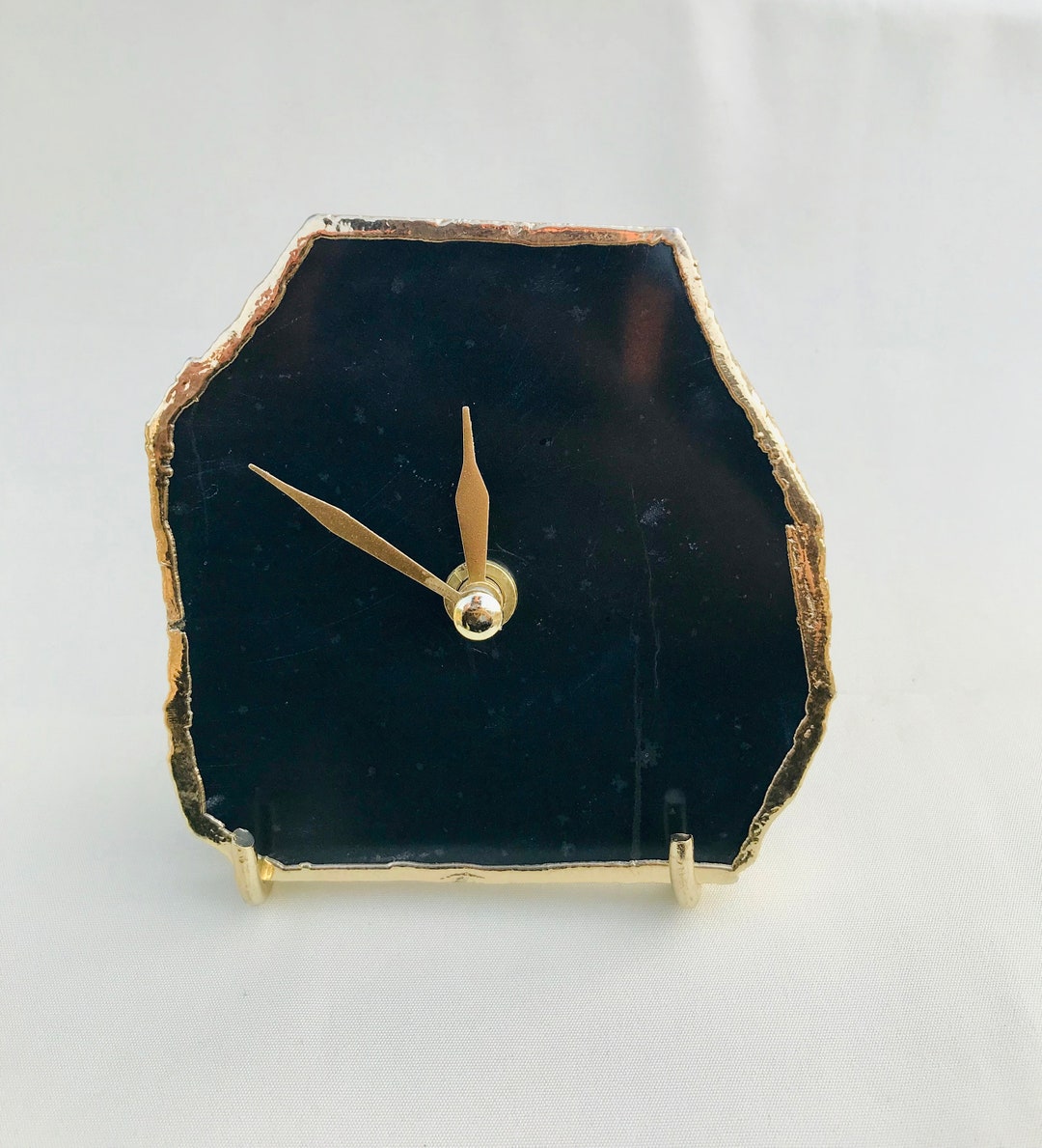 Black Agate Desk/wall Clock/personalised Momento - Etsy
