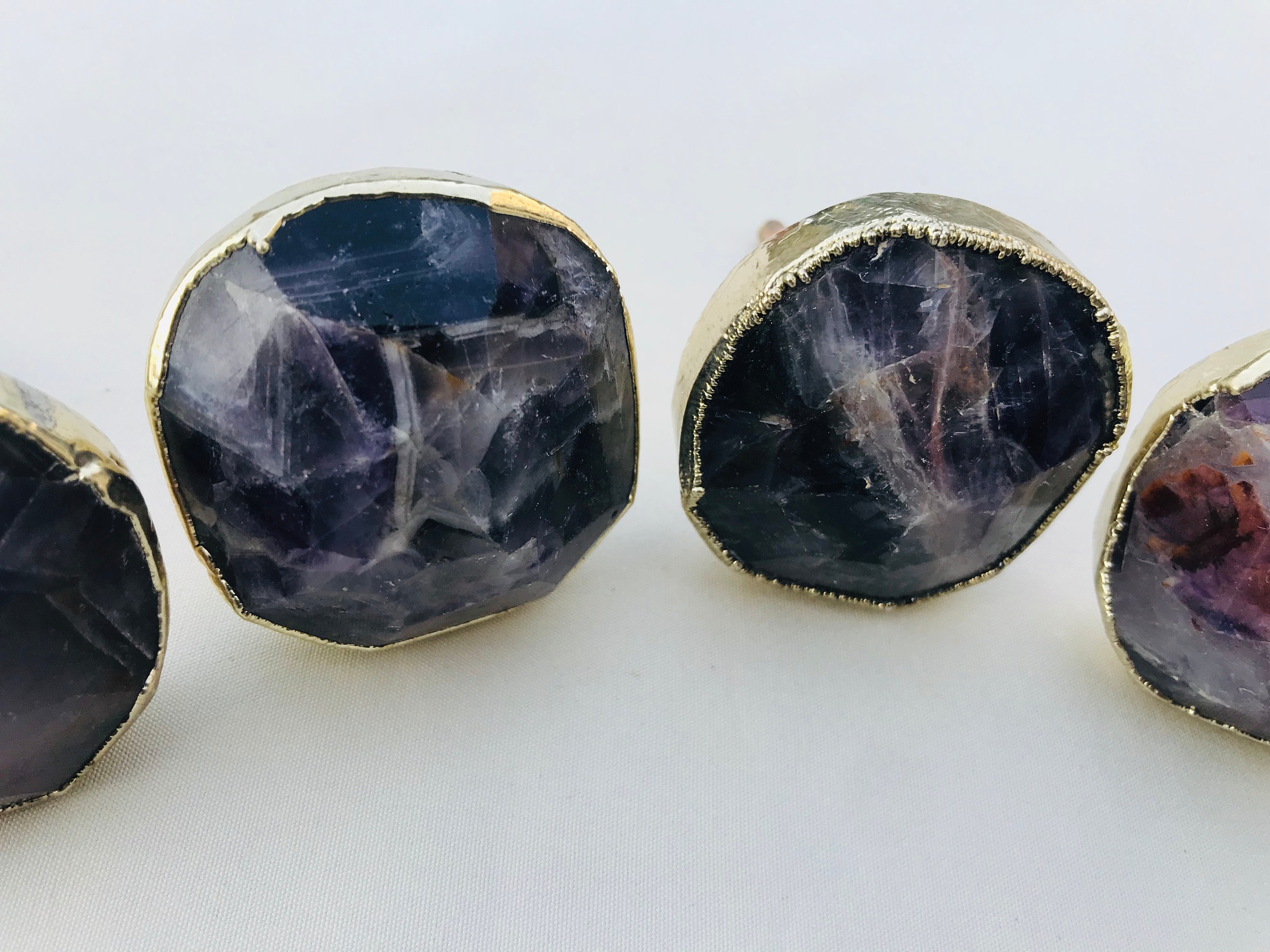 Set of 4 Large Faceted Amethyst/Gemstone/Agate Classic Vintage | Etsy