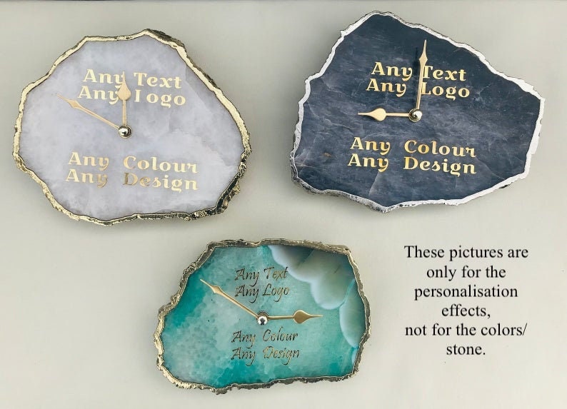 White Crystal Agate Large Wall Clock/Personalised Momento | Etsy