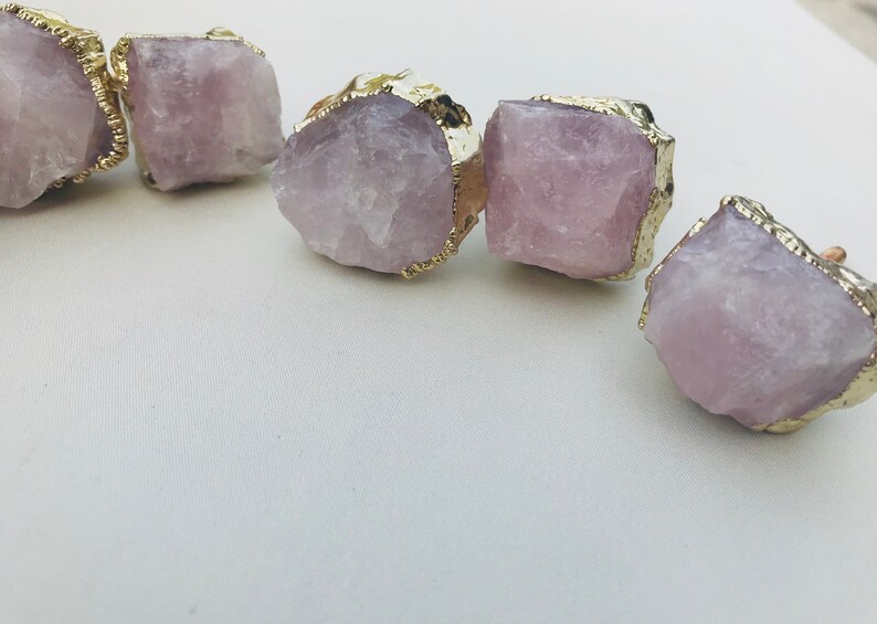 Set of 6 Rose Quartz Crystal Knobs Finish Cabinet Drawer Pull - Etsy