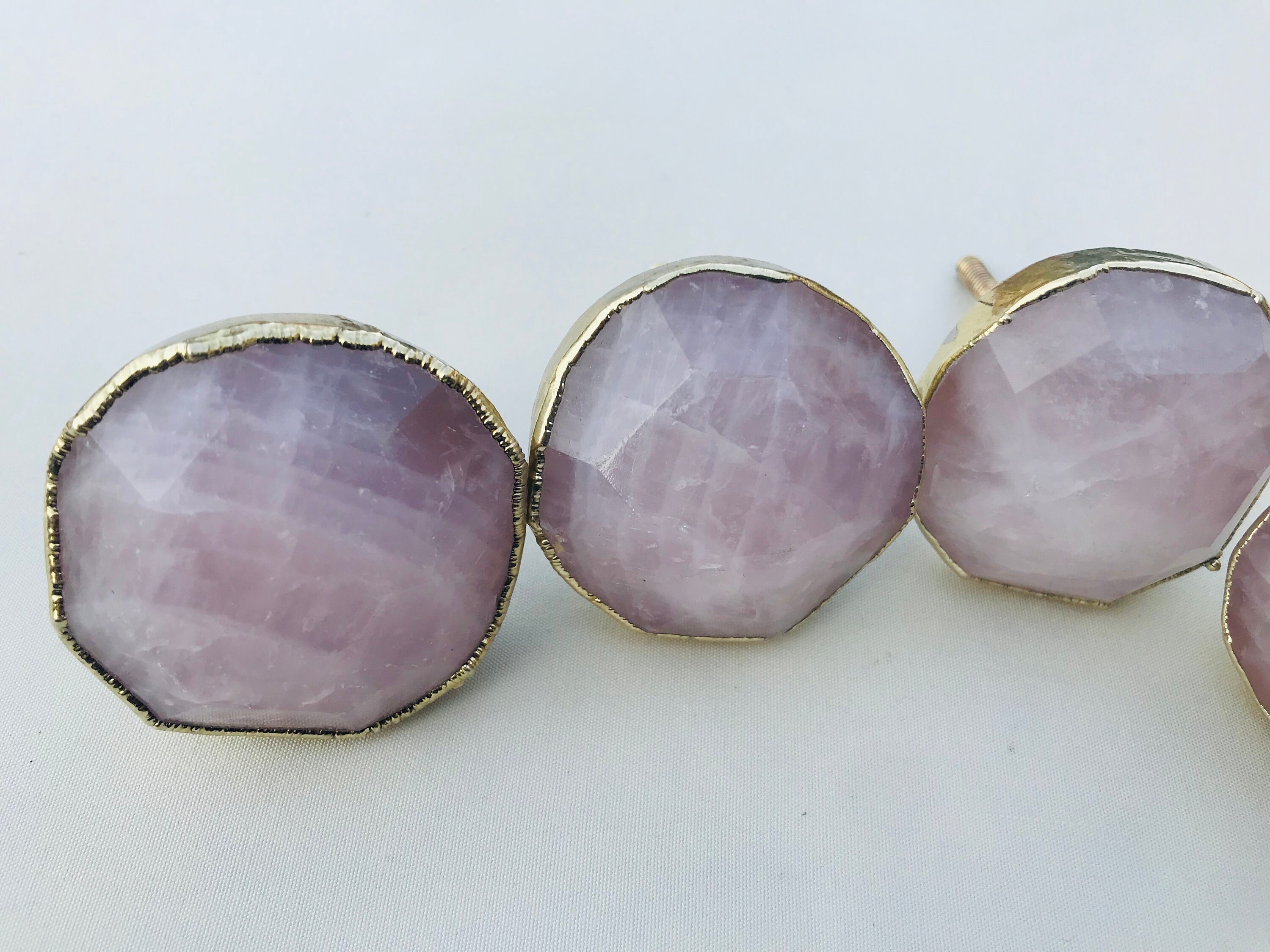 Set of 4 Large Faceted Rose Quartz/gemstone/agate Classic - Etsy