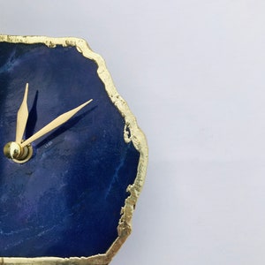 Indigo Blue Agate Desk/wall Clock, Can Be Personalised/customised ...