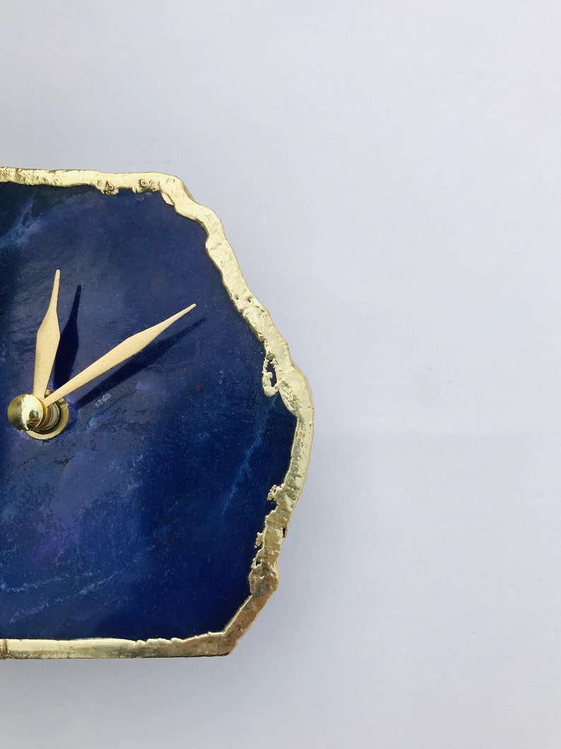 Indigo Blue Agate Desk/wall Clock Can Be - Etsy