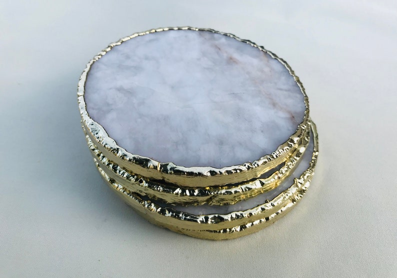White Agate Hand Rounded Coasters Set of 4 Large - Etsy