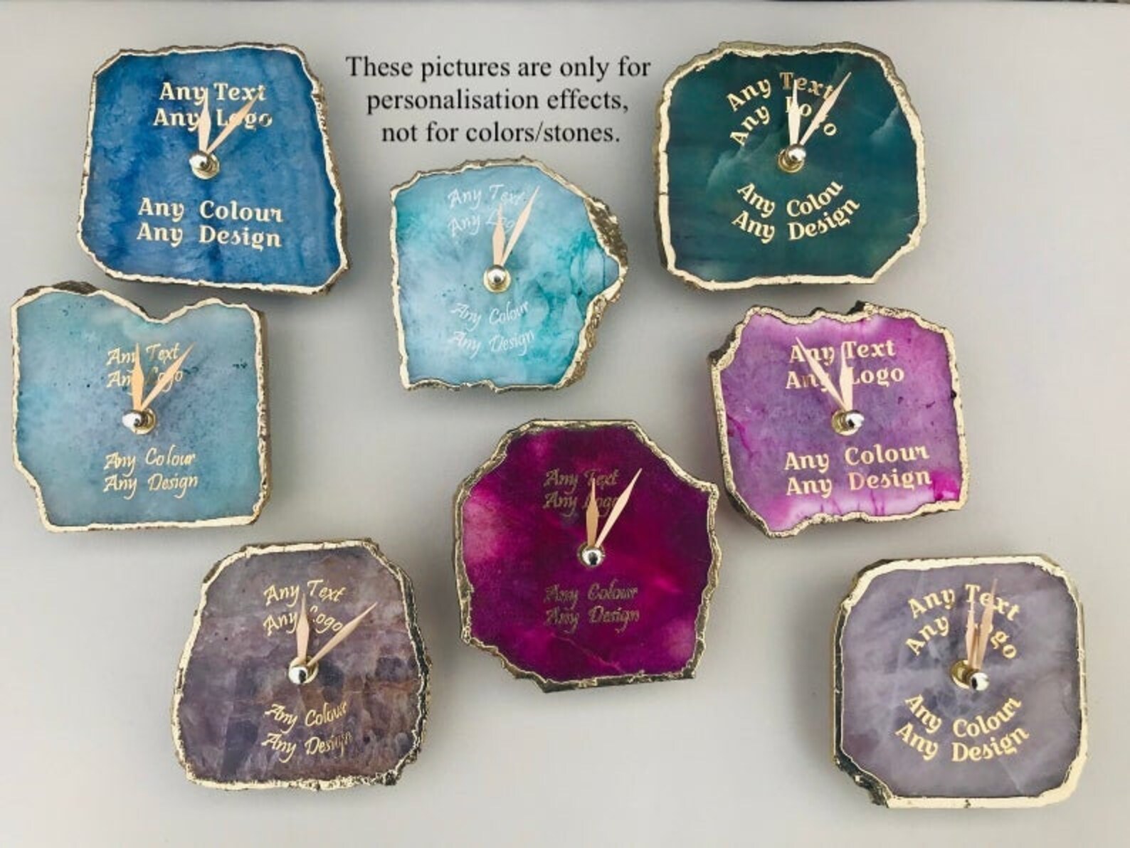 Indigo Blue Agate Desk/Wall Clock Can be | Etsy