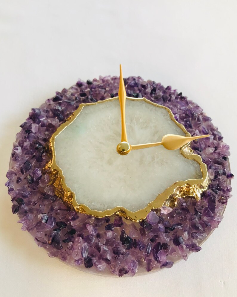 6 Diameter Purple Crystal With White Agate Wall Clock - Etsy