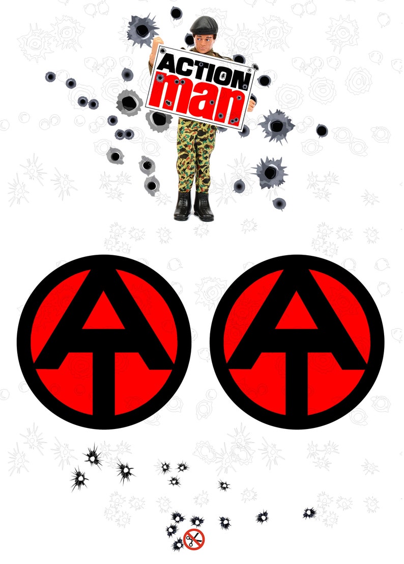 Action Man Action Team Logo 9cm X 2 Custom Stickesr Labels | Etsy