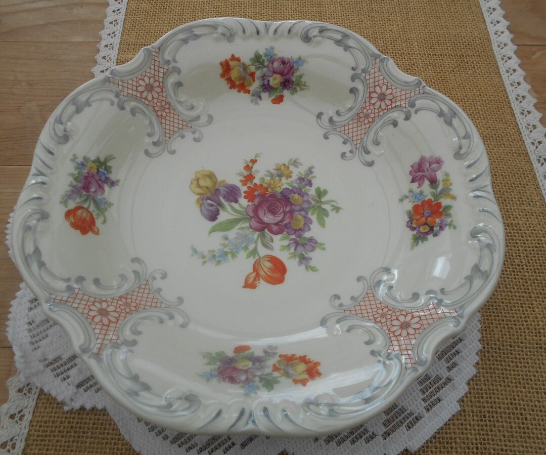 Vintage Porzellan Schale Gebäck Schale Bavaria Schumann Nr. 36112 bunte ...