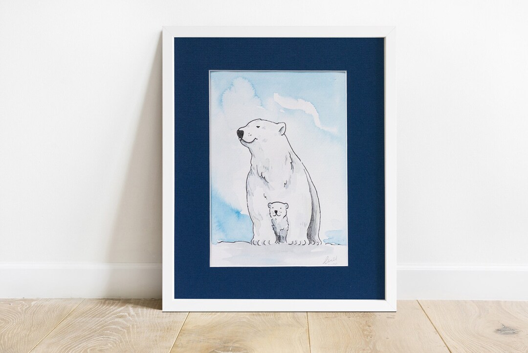 Polar Bear Picture With Passe-partout, Original Drawing, Children's ...