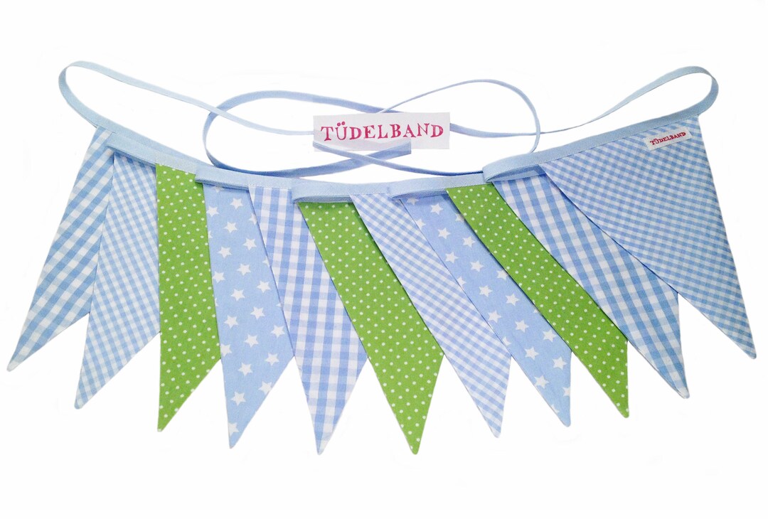 Pennant Chain Pennant Garland ...with 11 Pennants...light Blue...green ...