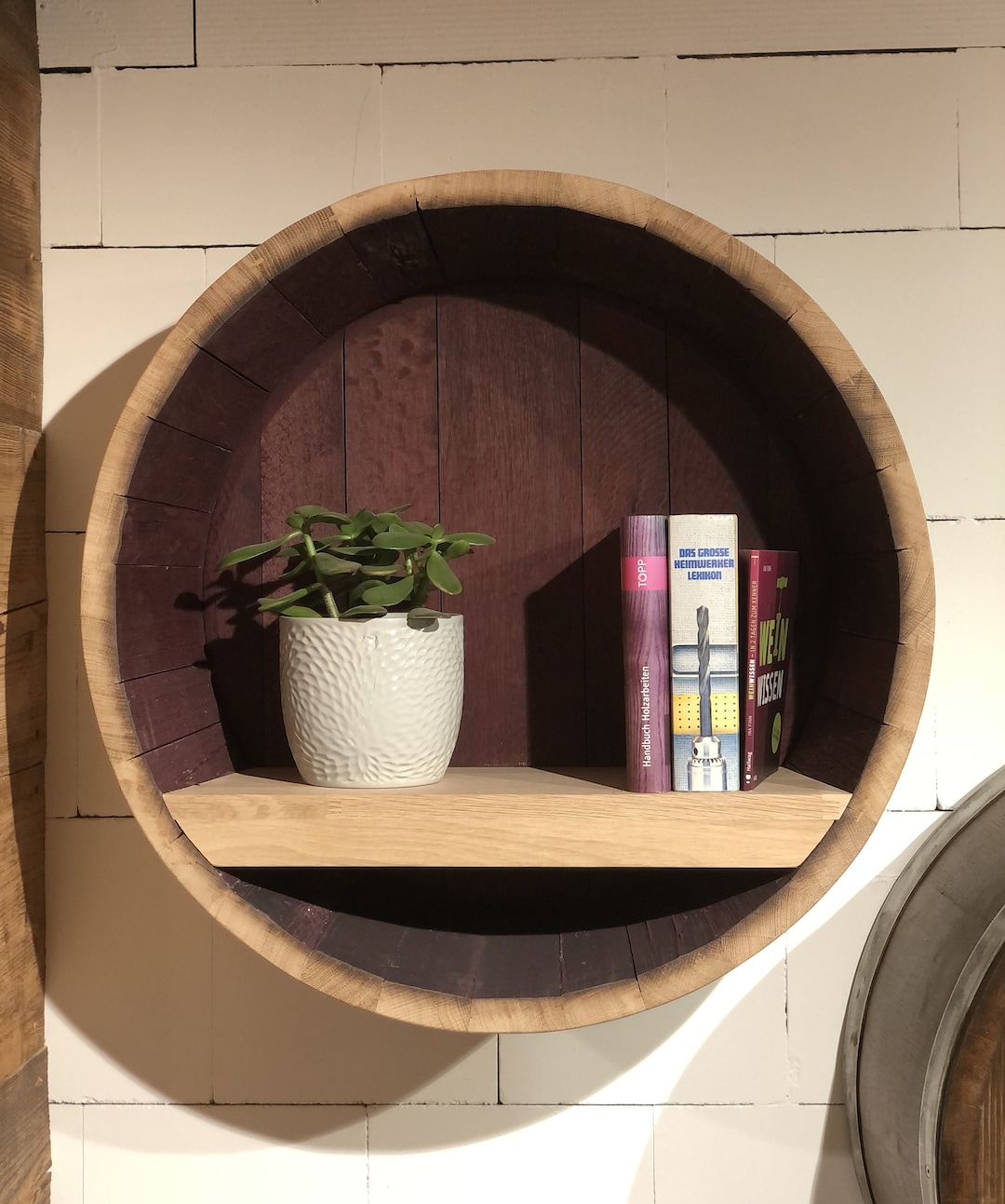 Wine Barrel Wall Shelf With Intermediate Shelf - Etsy