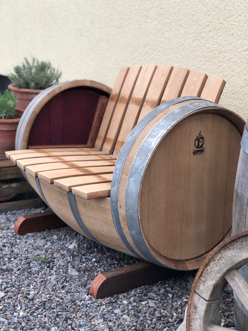 Wine Barrel 1-seater Bench Made of Oak - Etsy