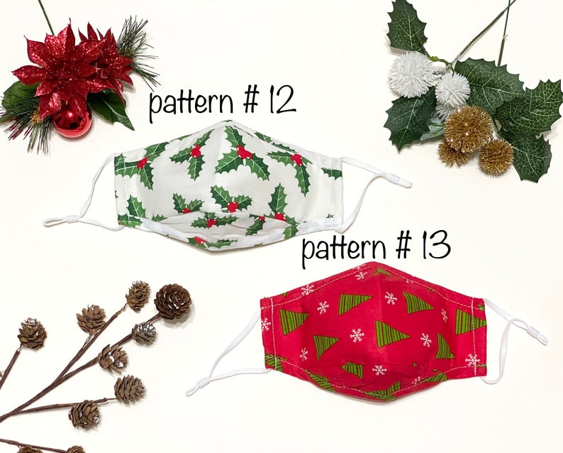 Christmas and Winter Face Masks With Filters, Washable, 3 Layers, 100% ...