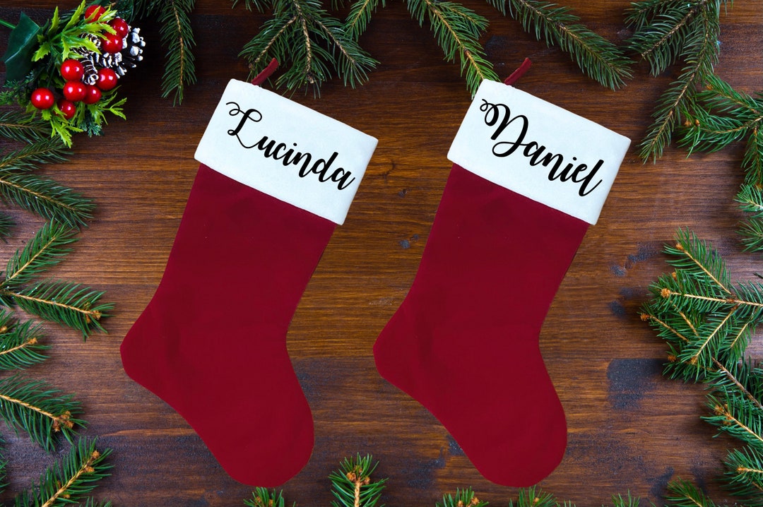 Personalized Traditional Red Velvet Christmas Stocking, Family ...