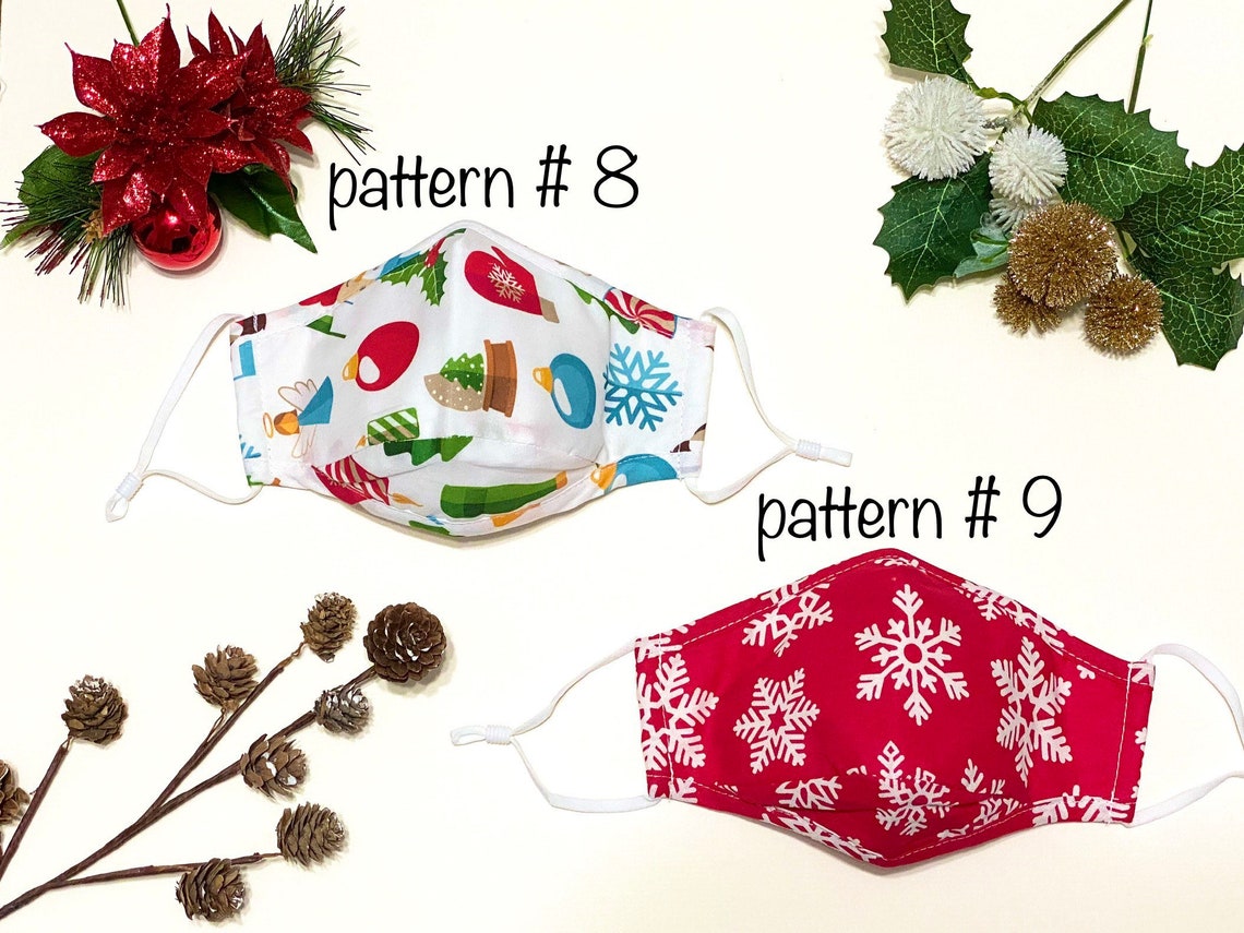 Christmas and Winter Face Masks With Filters Washable 3 - Etsy