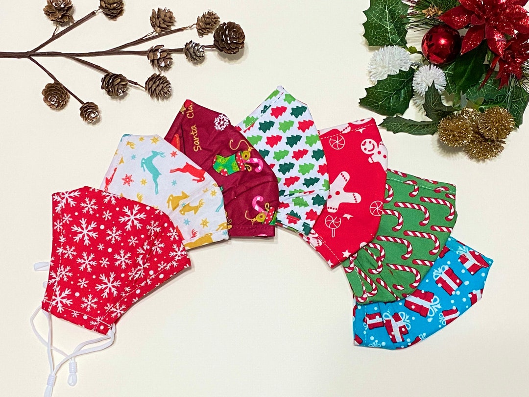 Christmas Face Masks With Filters, Winter Themed Face Mask, Snowflakes ...