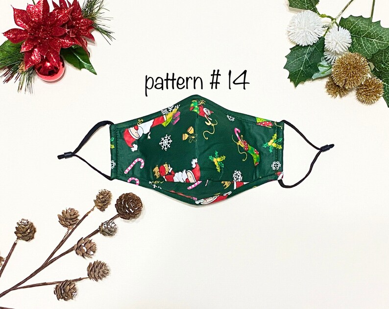 Christmas and Winter Face Masks With Filters, Washable, 3 Layers, 100% ...