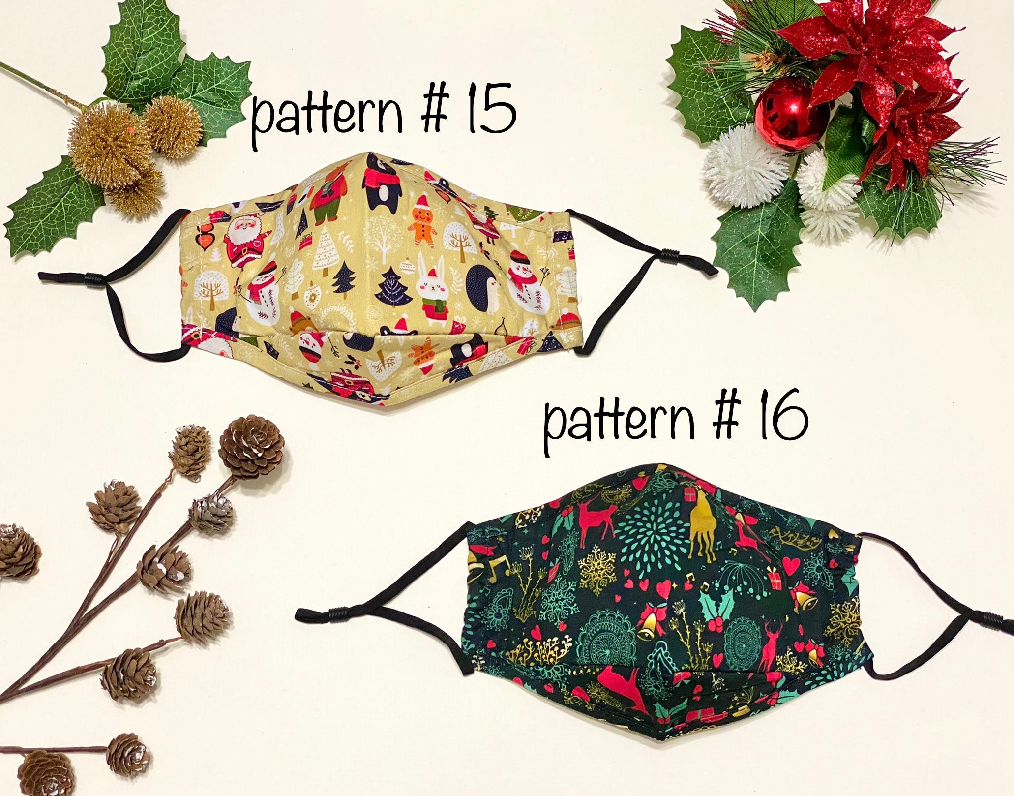 Christmas and Winter Themed Face Masks With Filters for - Etsy