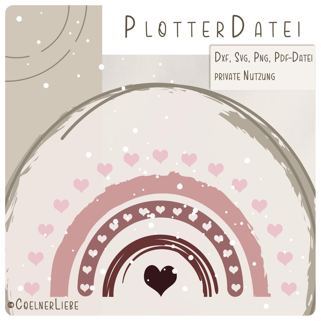 Plotterdatei Herz Regenbogen – Romantisches Diy-motiv Für Plotter & Druck - Etsy