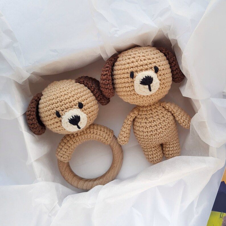 New Mom Gift Box With Dog Baby Toy, Puppy Toy Basket Set - Etsy