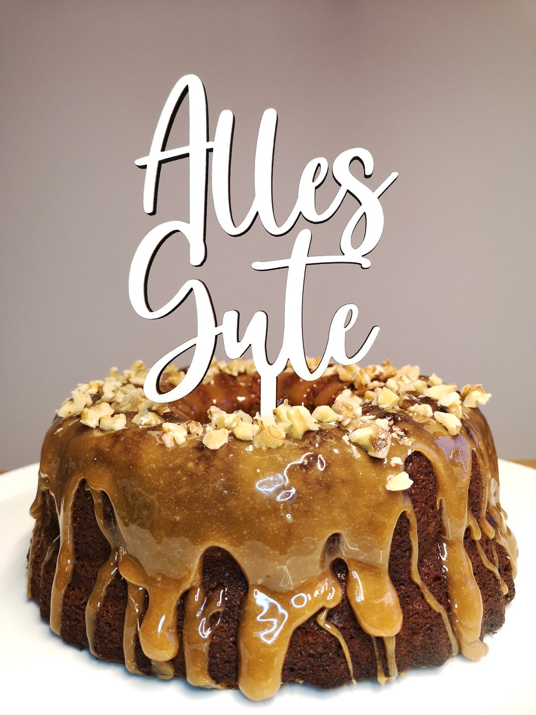 Cake Topper "topit ALLES Gute" Lettering, Natural, Birthday, Cake, Cake ...