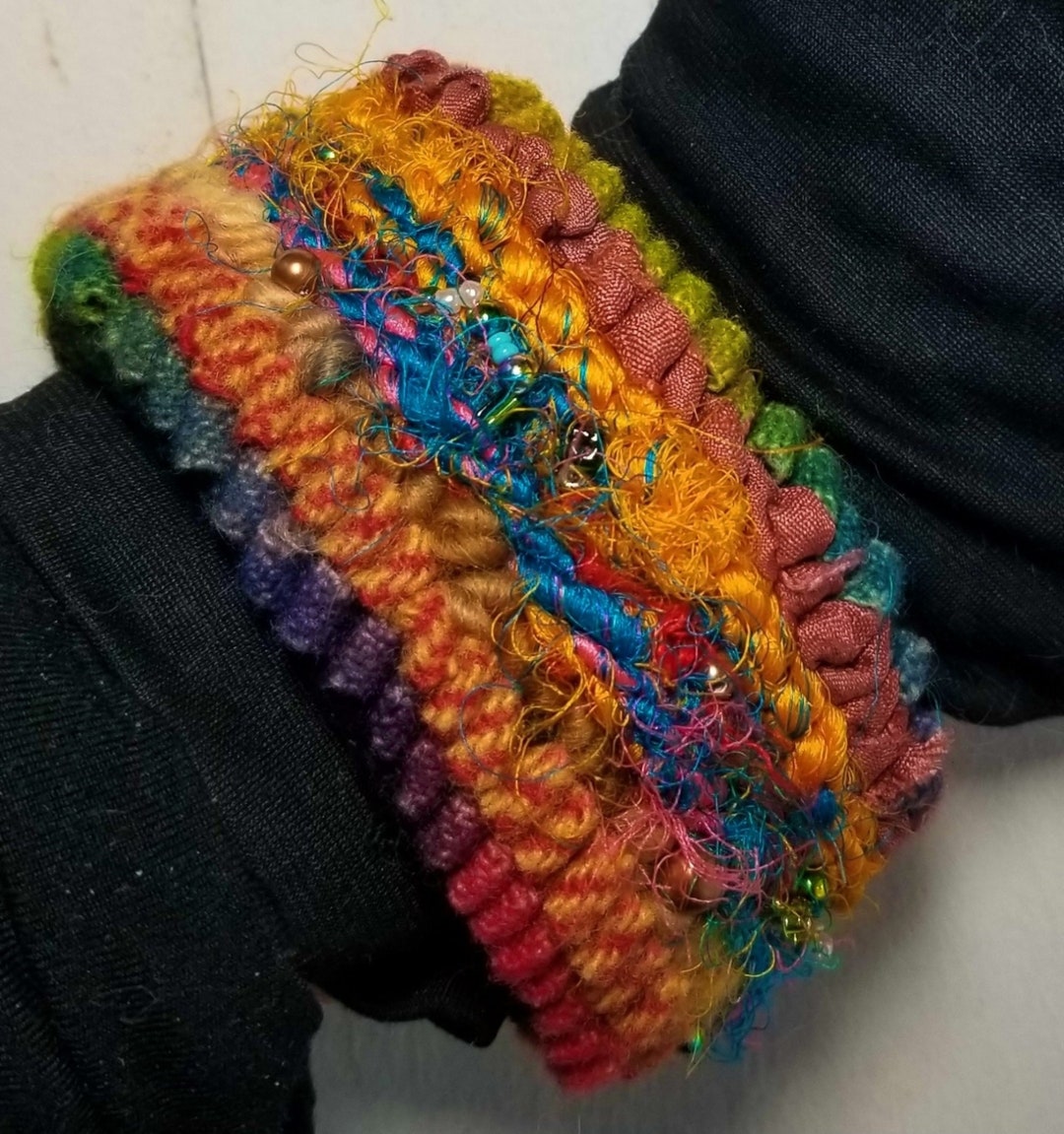 Cuff Bracelet, Wearable Fiber Art Fitting, 6' to 6 3/4" Wrist - Etsy