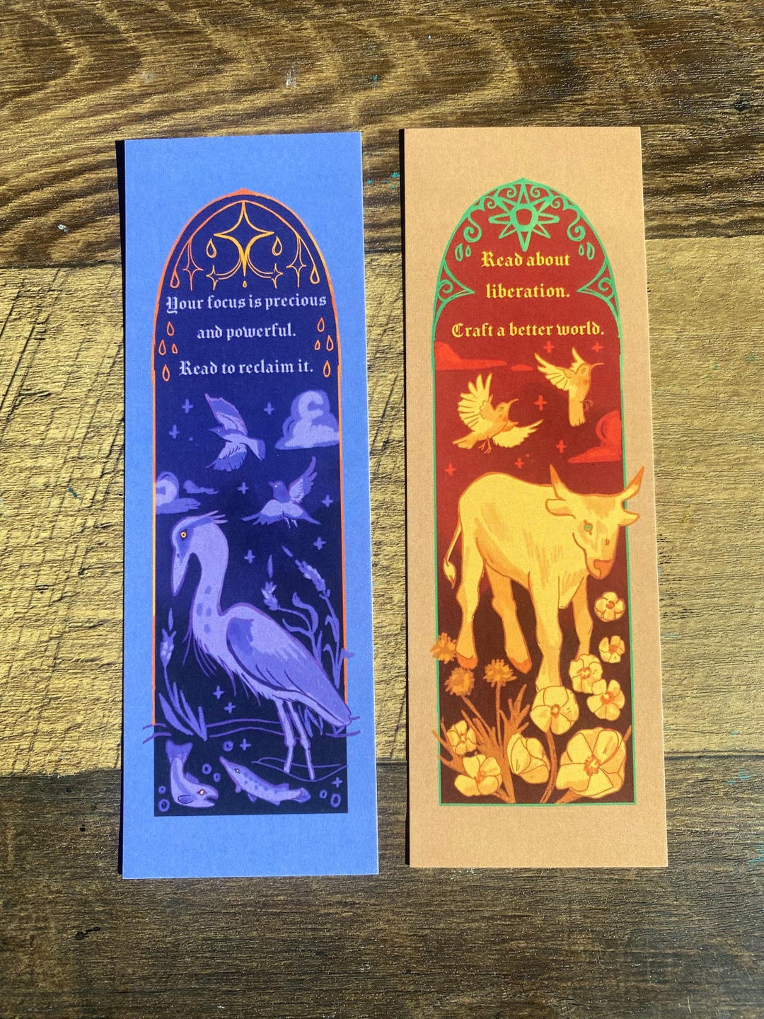 Leftist Art Bookmarks / Blue Wisconsin Freshwater Ecosystem or Red Ox ...