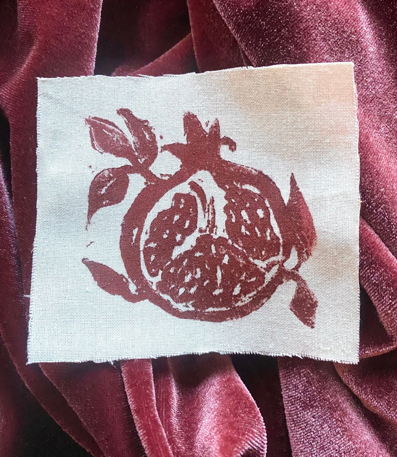Pomegranate Block Printed Sew on Patch - Etsy