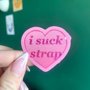 I Suck Strap Glitter Sticker - Etsy