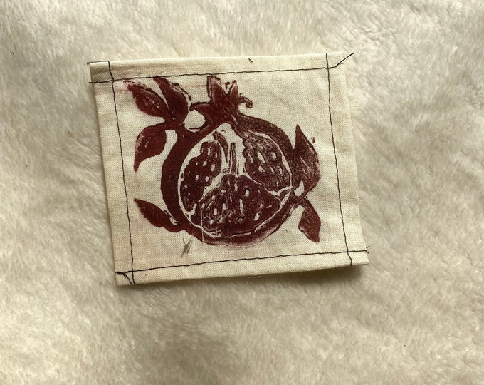 Pomegranate Block Printed Sew on Patch - Etsy
