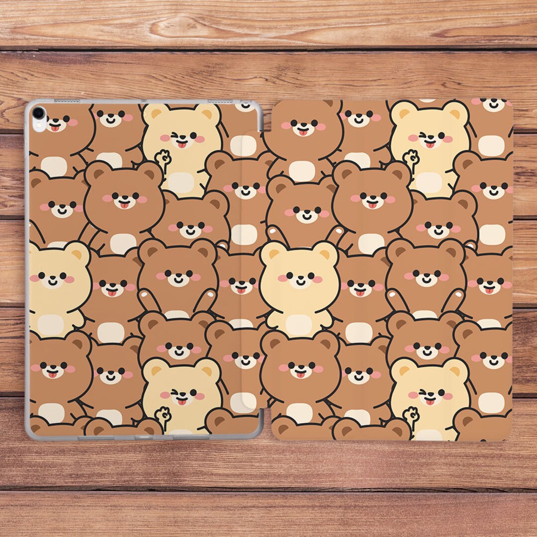 Cute Brown Bears Light Beige Bears Art iPad Smart Case iPad Flip Cover ...