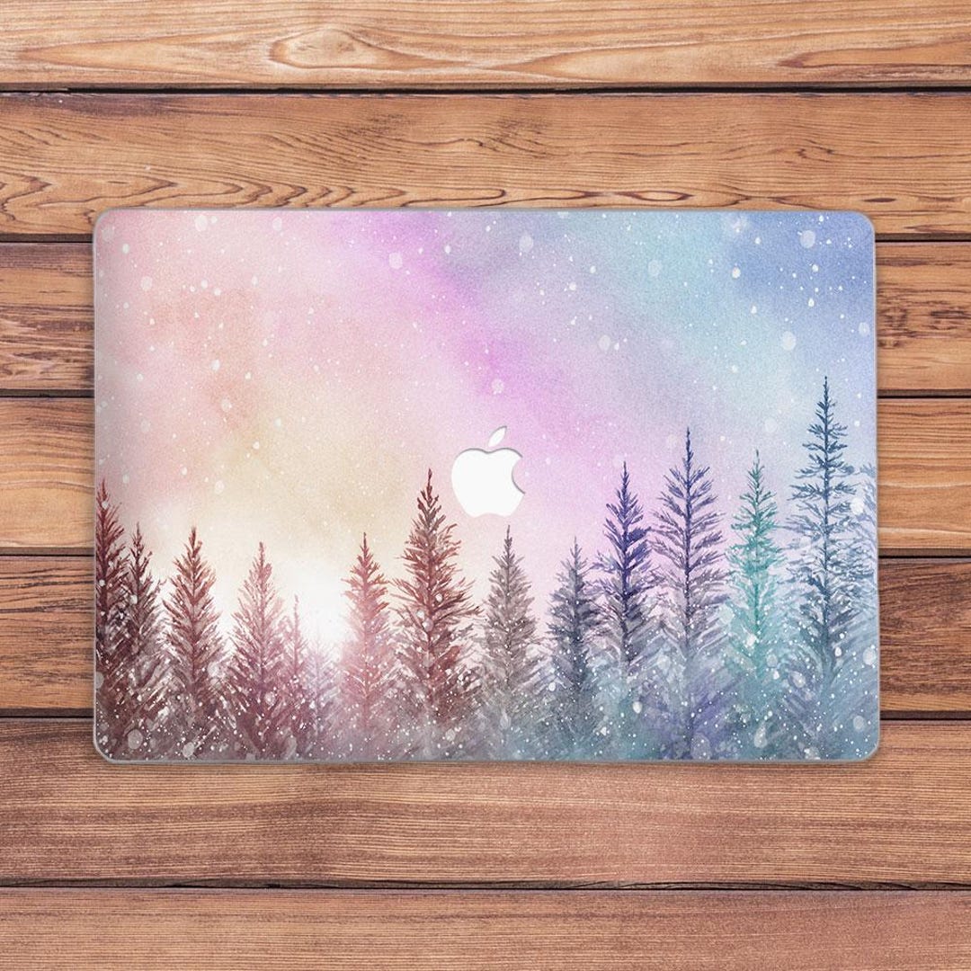 Fir Trees Forest MacBook Pink Cover MacBook Case Snow Night Northern ...