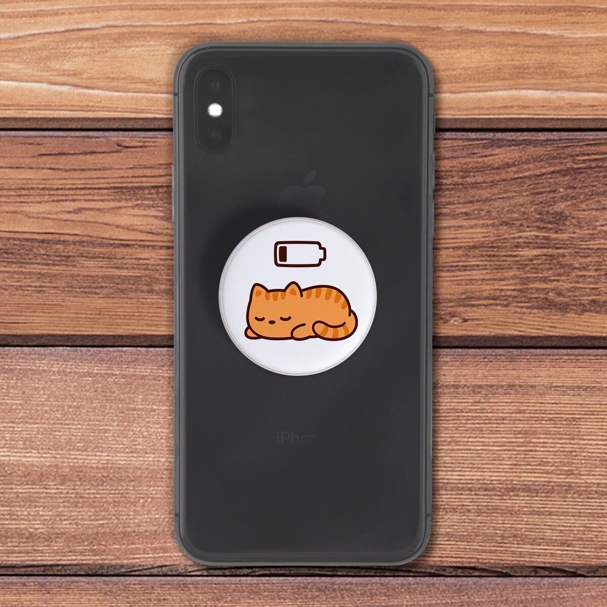 Sleepy Cat Print Orange Cat Art Round Skin for Popsocket Cute Animal ...
