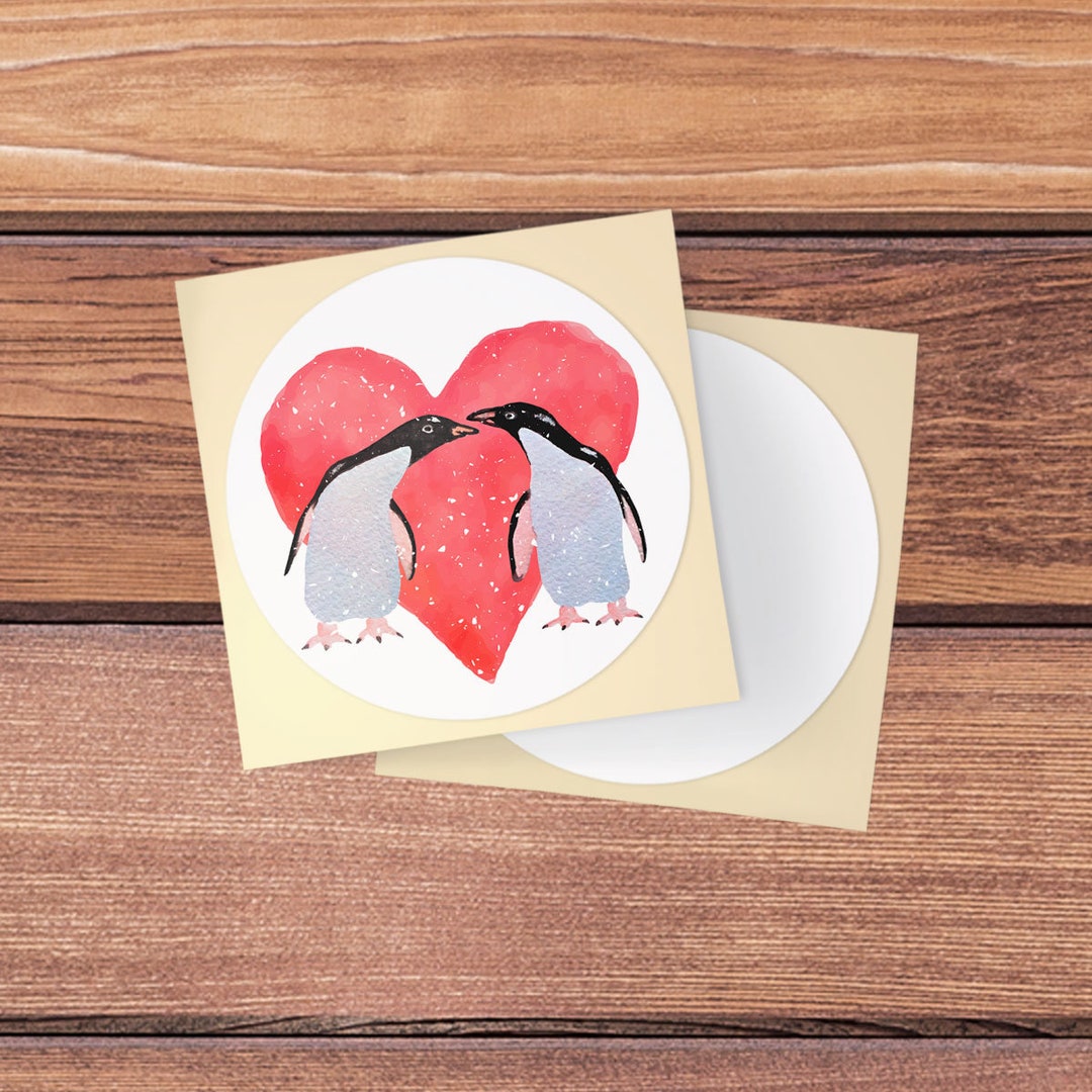 Penguin Couple Art Round Skin Fits Popsocket Sticker Decal Fits Popcup ...