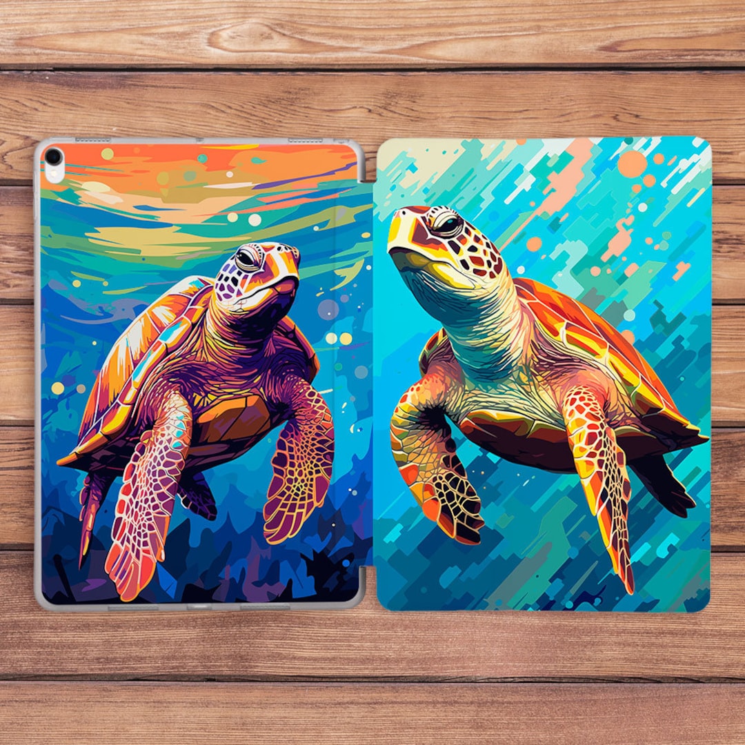 Sea Turtle Print Rainbow Marine Animal iPad Flip Cover iPad Case Ocean ...