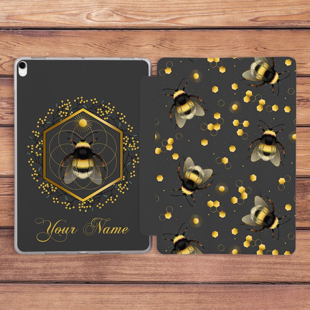 IPad Case Bee Custom Name Case Bumblebee Print Case Honeycombs Art Case ...
