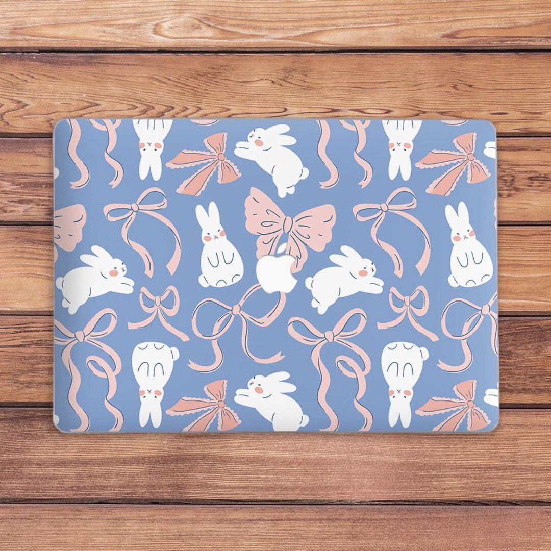 Funny Bunny Art MacBook Case Blue MacBook Case Bow Cute Rabbit Cover ...