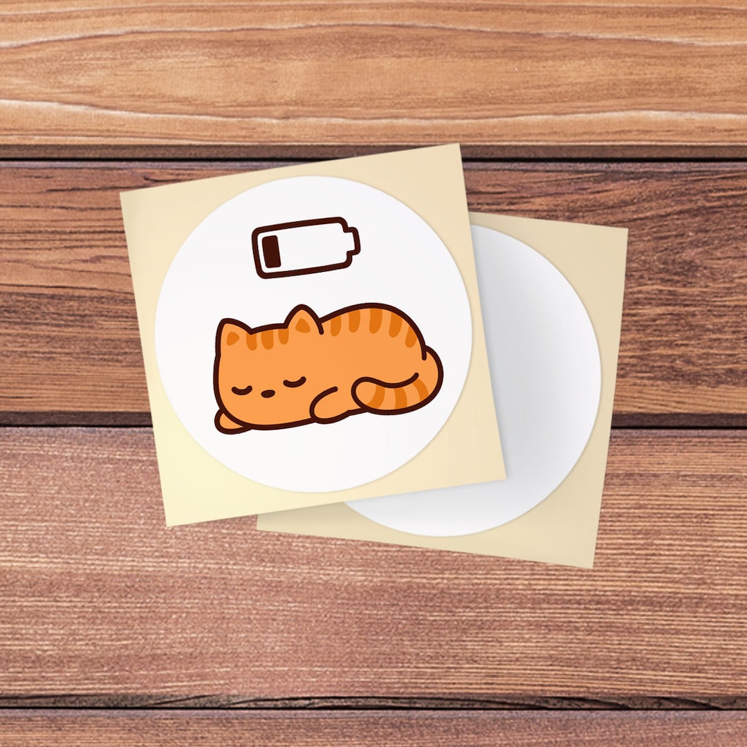 Sleepy Cat Print Orange Cat Art Round Skin for Popsocket Cute Animal ...