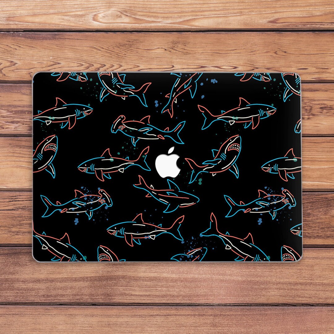 MacBook Case Fish Simple Art Shark MacBook Black Case MacBook Hard Case ...